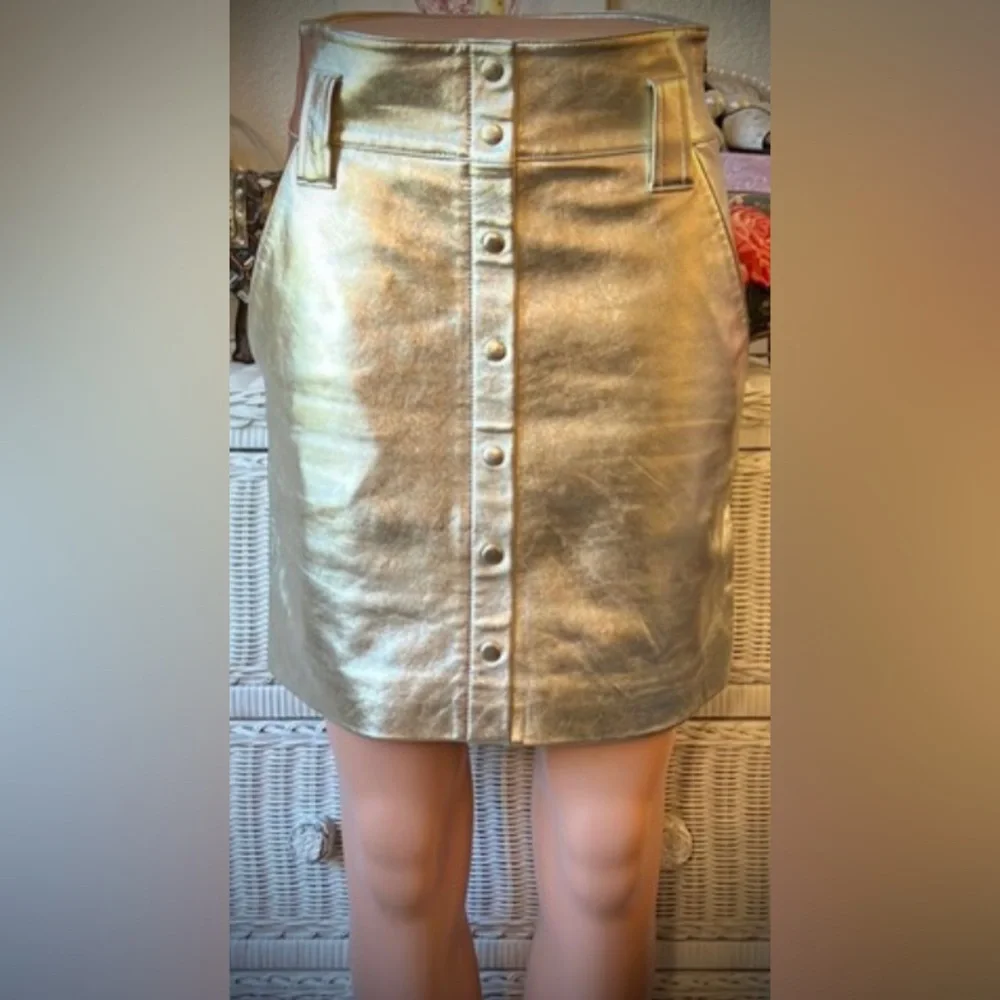 ba&sh | Skirts | Bash Mini Skirt Lamb Metallized Leather Full Lining ...